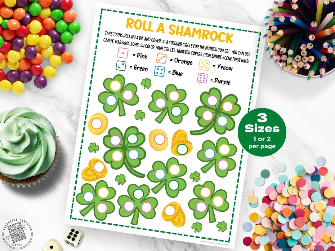 Roll A Shamrock Game, Candy Dice Game Printable, Holiday Roll A Dice ...