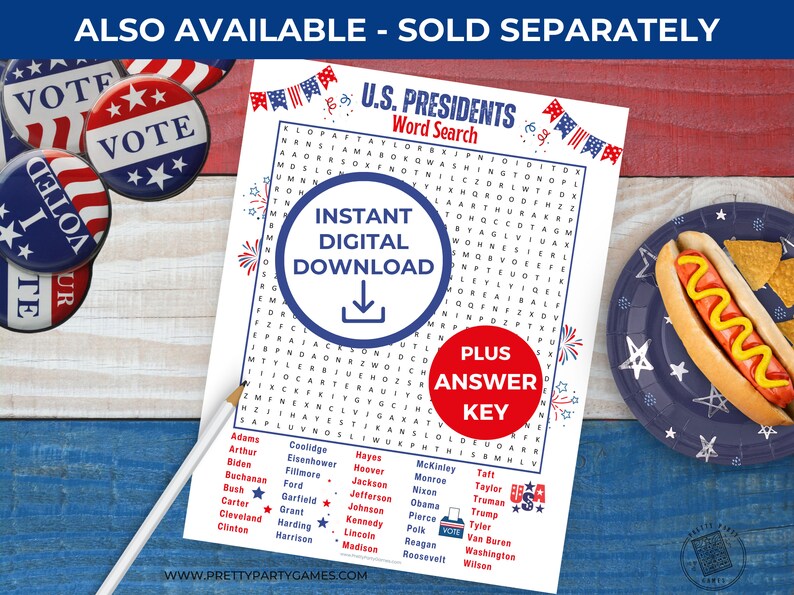 Presidents Day Printable Word Search for Kids & Adults + Answer Key ...