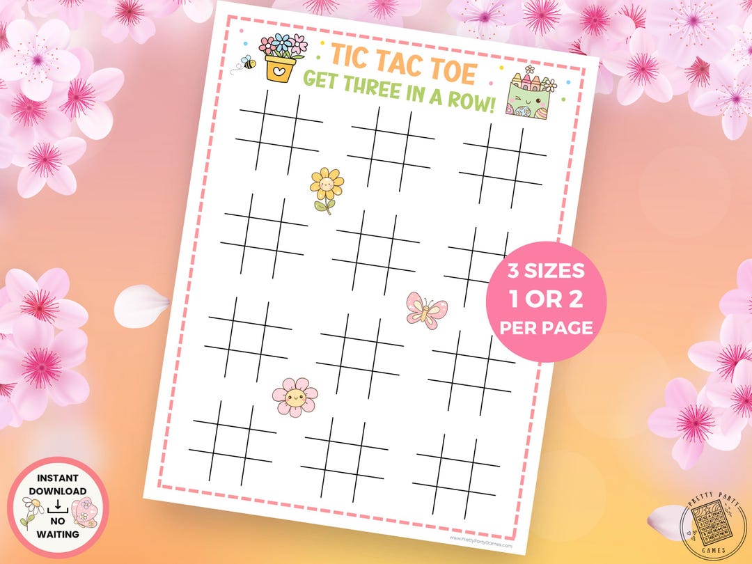 Spring Tic Tac Toe Game Printable, Fun Springtime Game for Kids, Easy ...