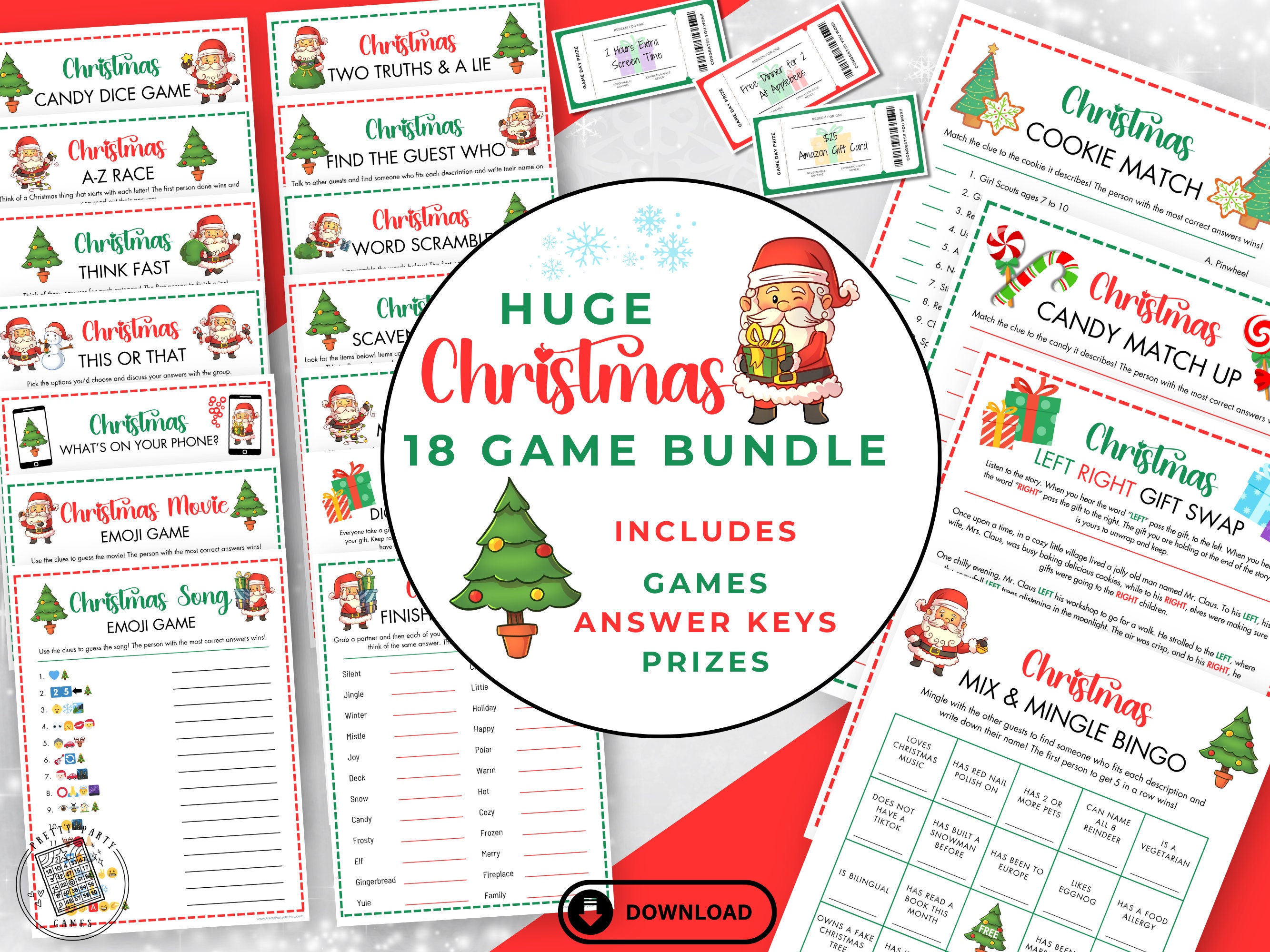 18 Printable Christmas Party Games Bundle, Workplace Christmas Games ...