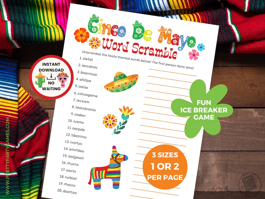Cinco De Mayo Word Scramble Game, Printable Cinco De Mayo Party Games ...