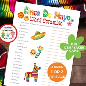 Cinco De Mayo Word Scramble Game, Printable Cinco De Mayo Party Games ...