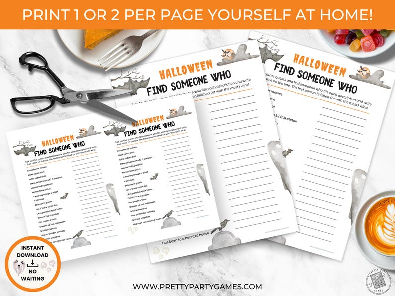Halloween Find the Guest Who Icebreaker Game, Instant Digital Download ...