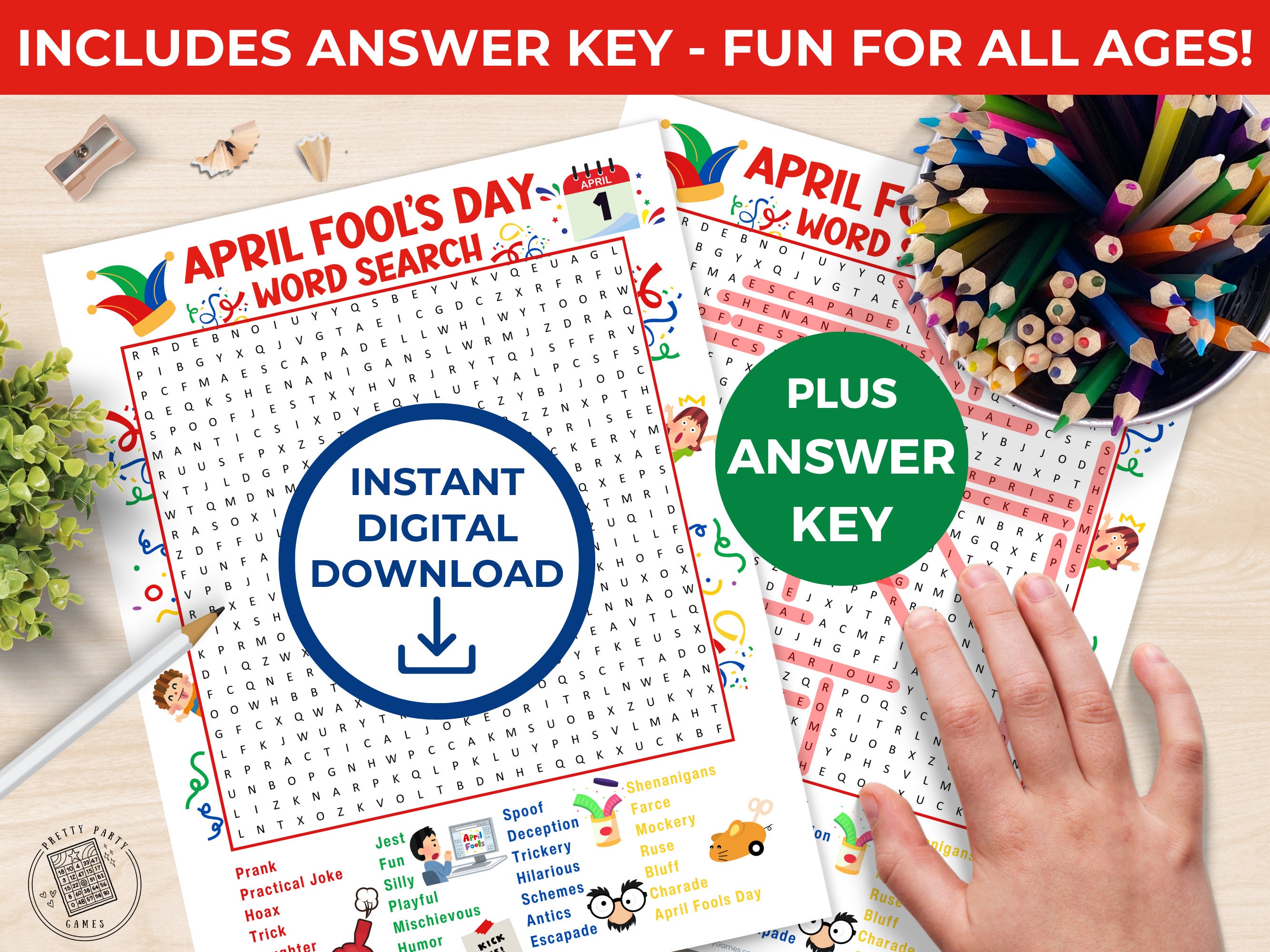 April Fool's Day Word Search Printable, April Fools Day Games, Word ...