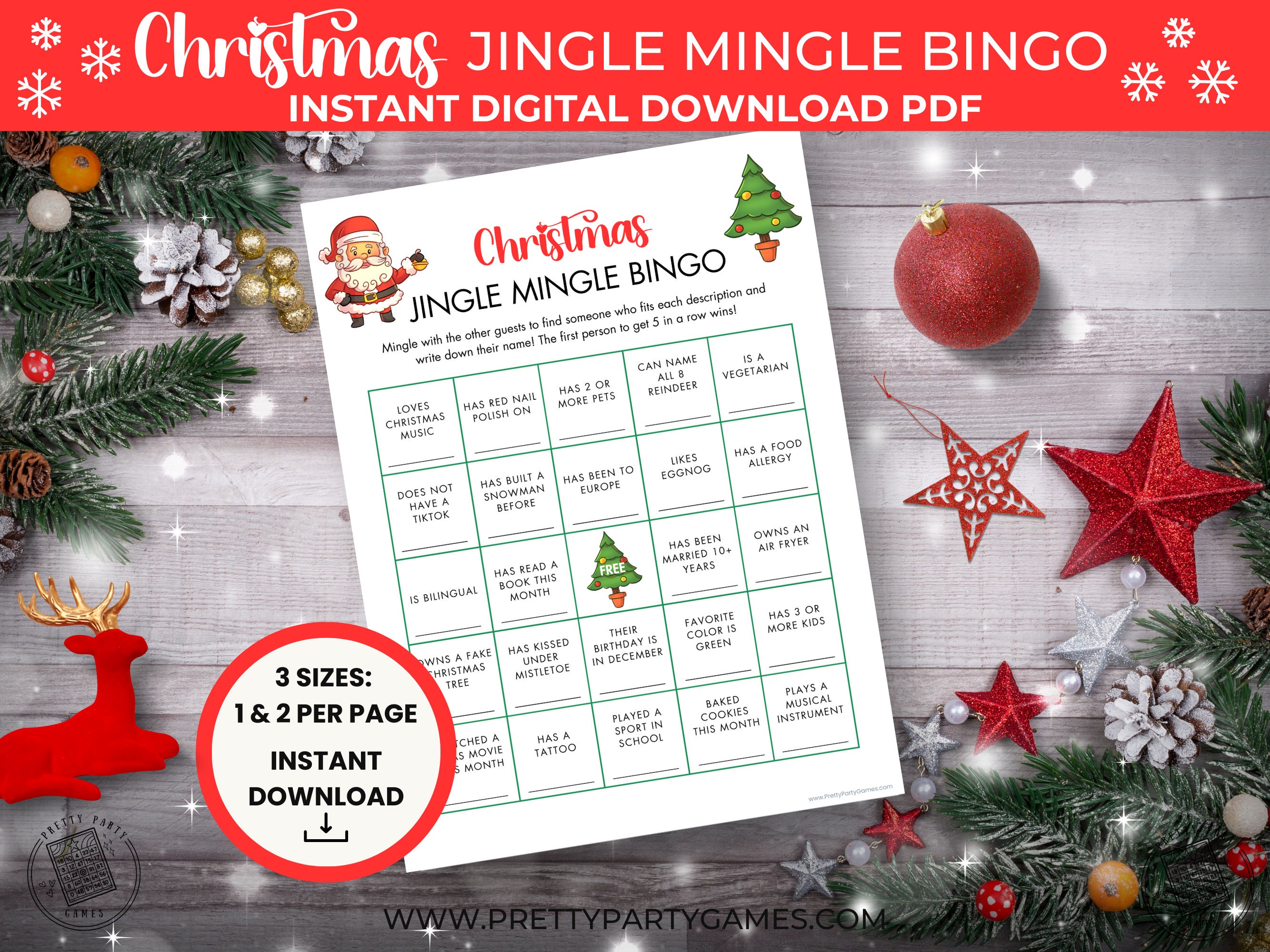 Printable Christmas Jingle Mingle Bingo Game, Fun Dinner Party ...