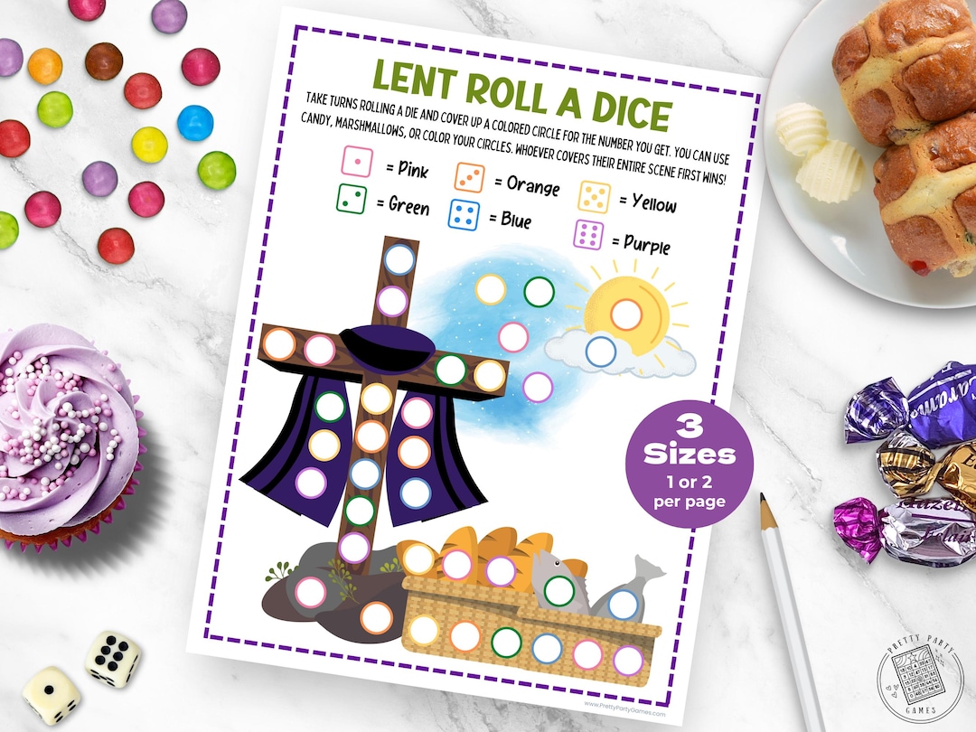 Lent Roll A Dice Game, Lenten Candy Dice Game Printable, Christian ...