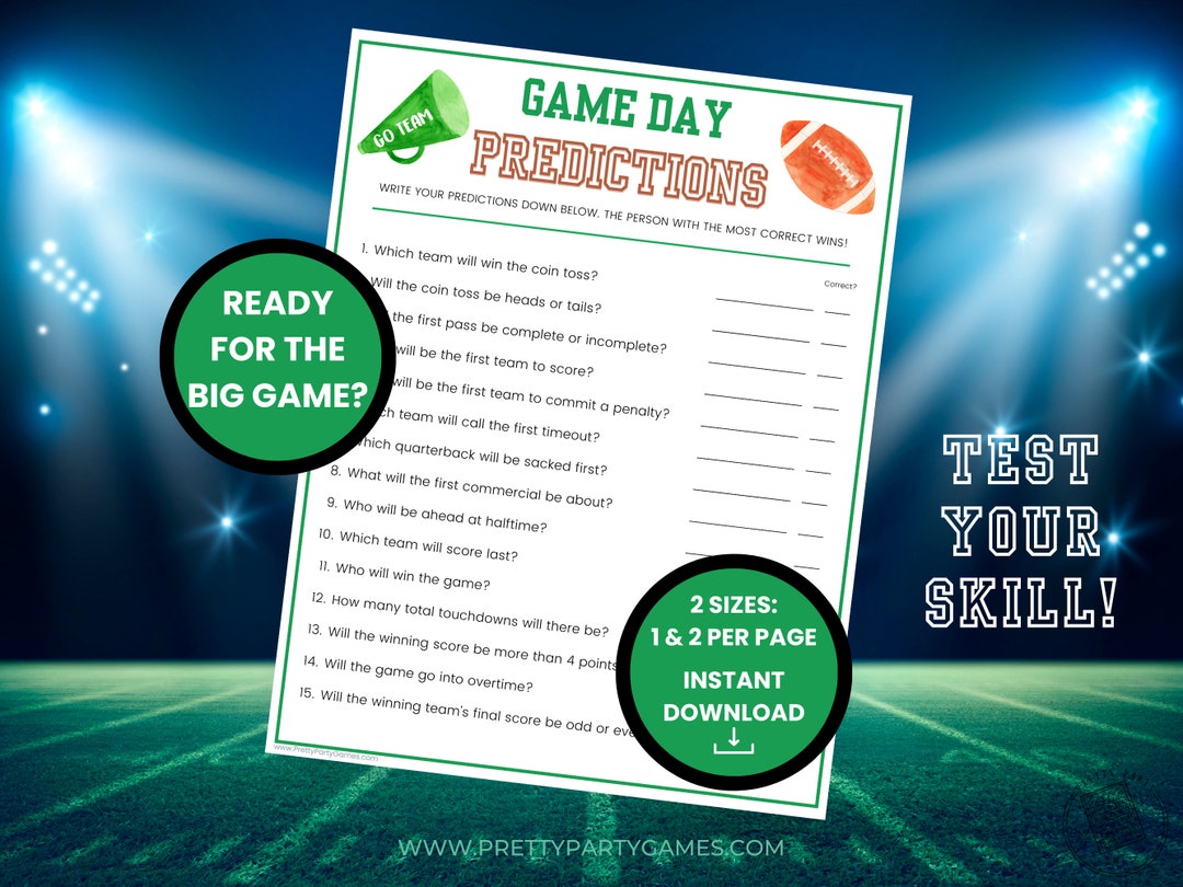 Football Game Predictions, Big Game Day Watch Party Games, Printable ...