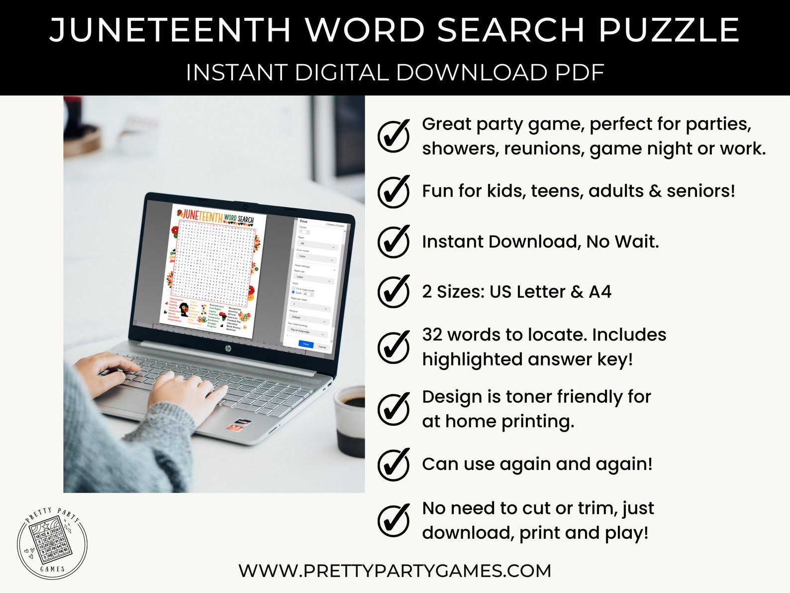 Juneteenth Word Search Game, Juneteenth Activity for Kids & Adults, Fun ...