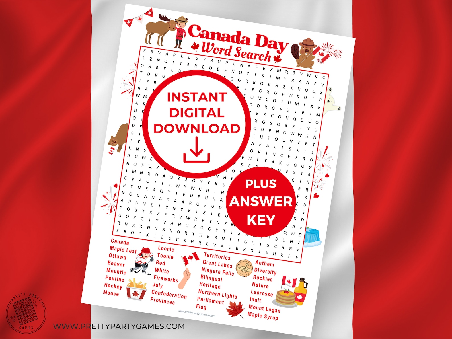 Canada Day Printable Word Search Puzzle and Solution, Canada Day Games ...