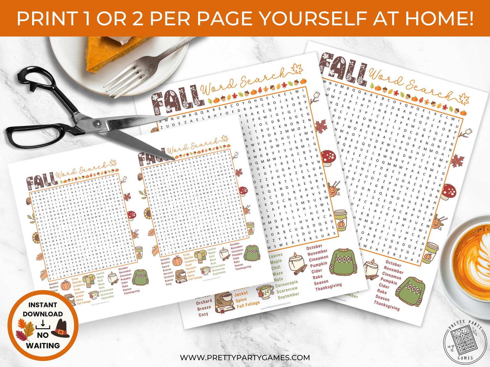 Fall Word Search Printable + Answer Key, Autumn Theme Wordsearch Puzzle ...