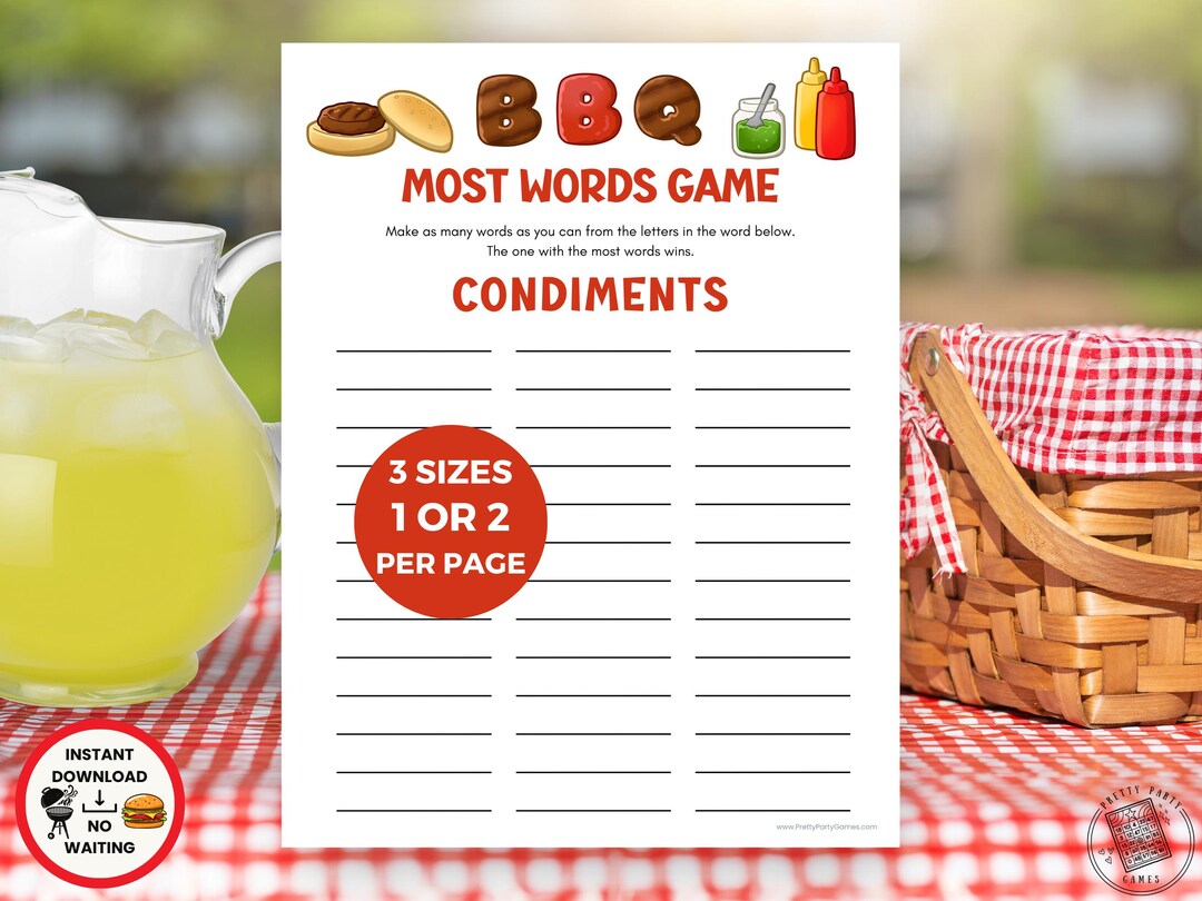 Backyard BBQ Word Game, Summer Cookout Activities, Word Building Games ...