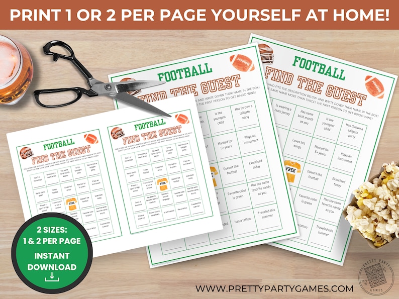 Football Mix & Mingle Bingo Card Printable, Find the Guest Sports Ice ...