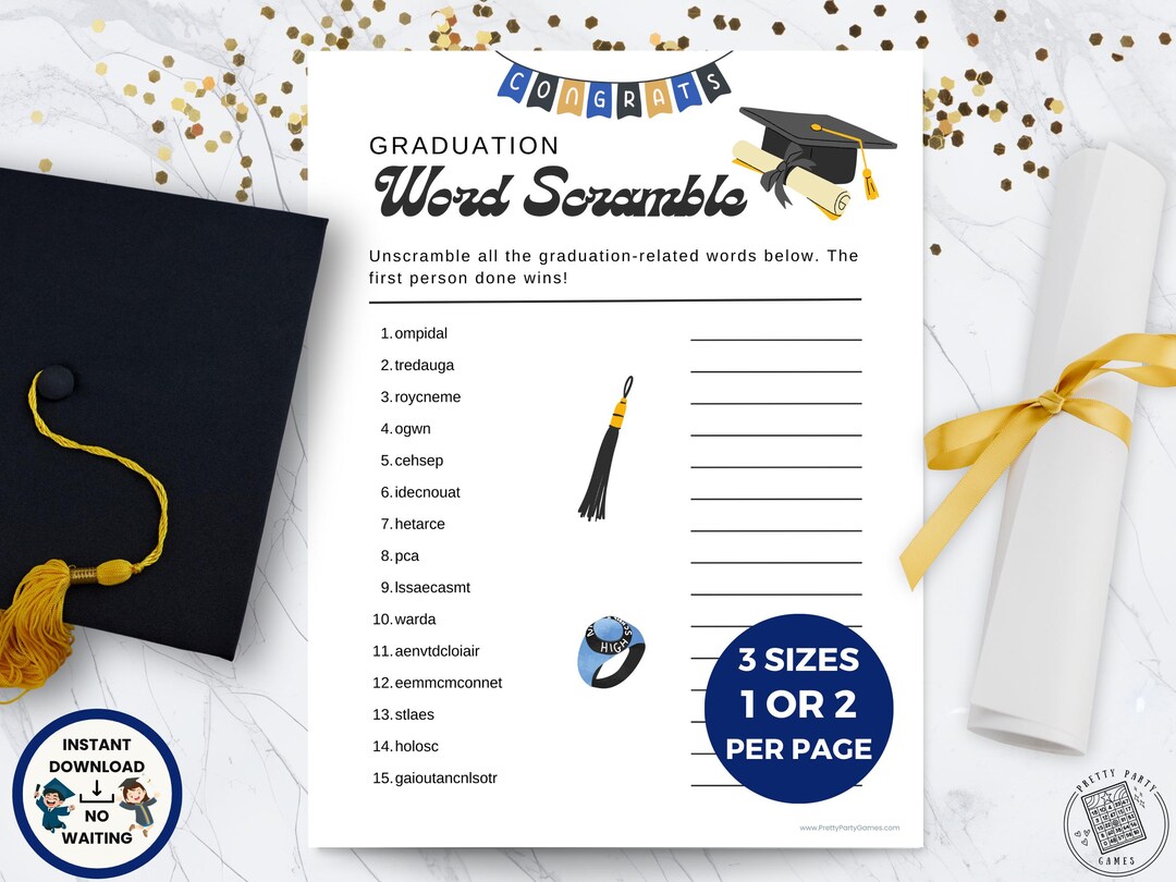Graduation Word Scramble Game, Printable Party Games for Graduation ...