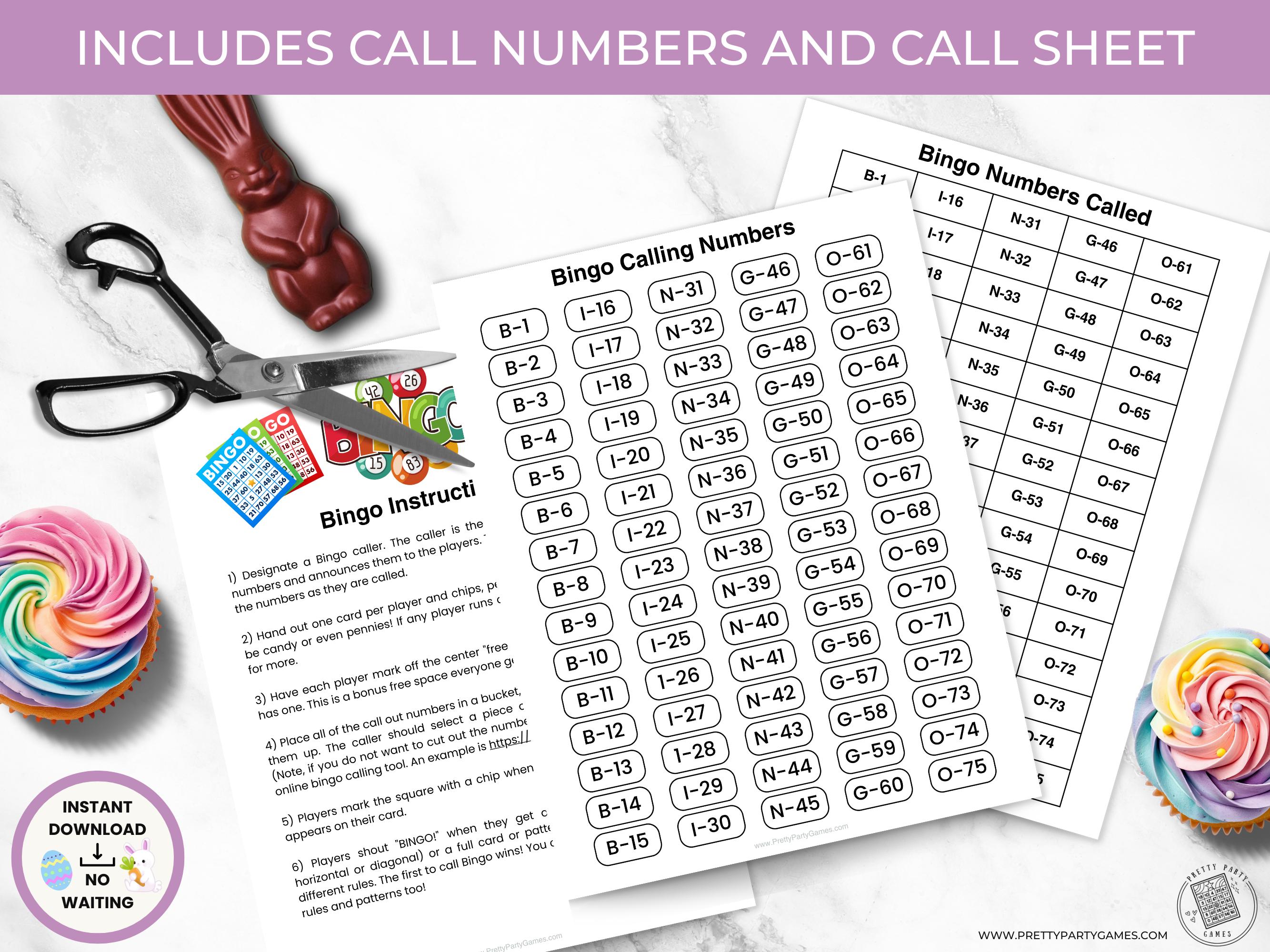 50 Easter Bingo Cards With Numbers, Spring Easter Bingo Printable for ...