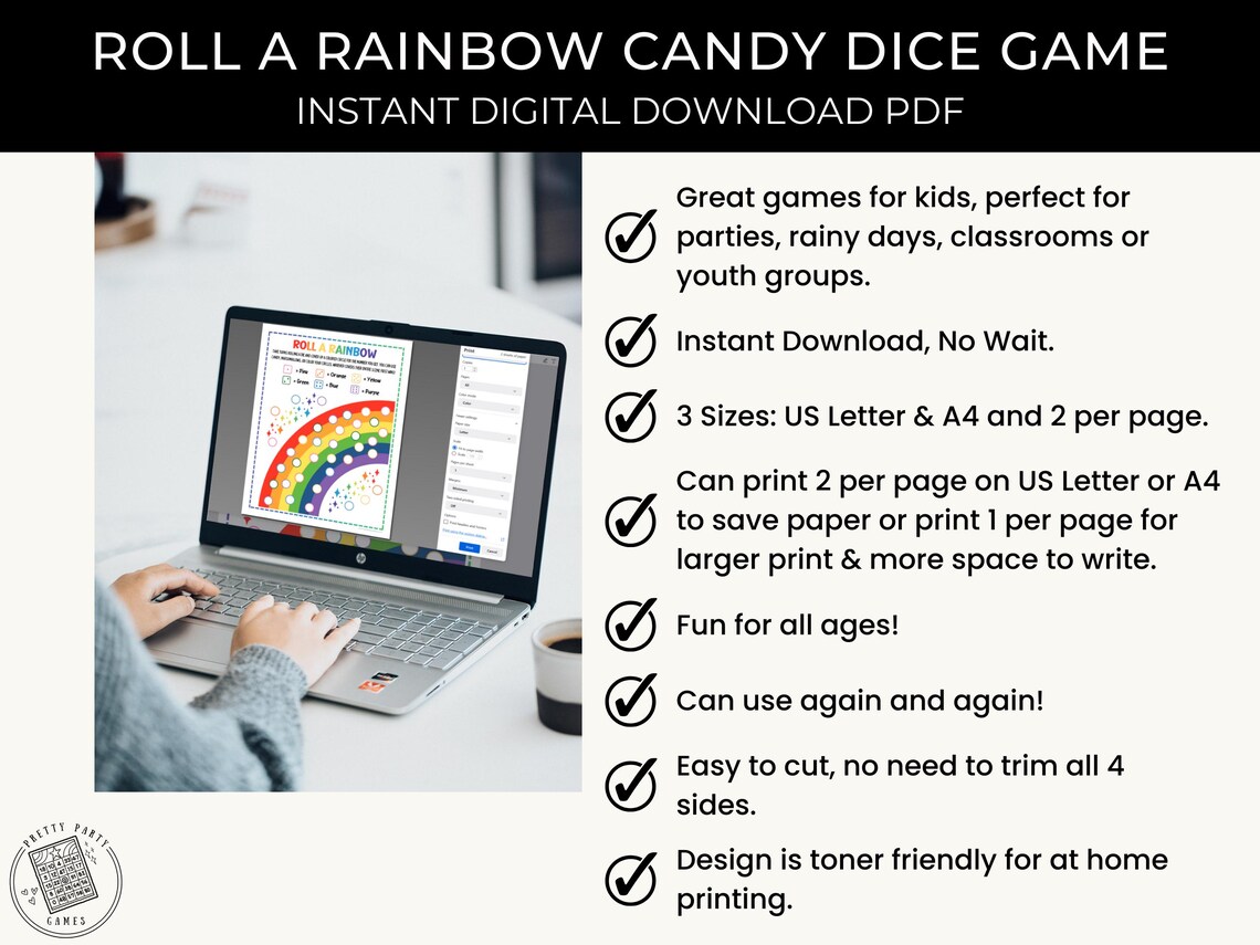 Rainbow Roll the Dice Game, Birthday Candy Dice Game Printable, Roll A ...
