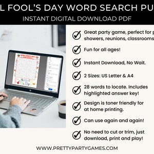 April Fool's Day Word Search Printable, April Fools Day Games, Word ...