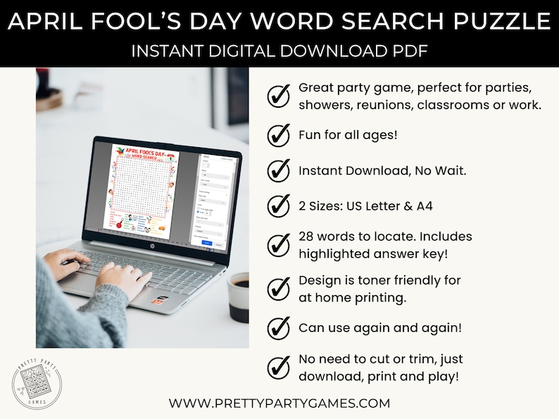 April Fool's Day Word Search Printable, April Fools Day Games, Word ...