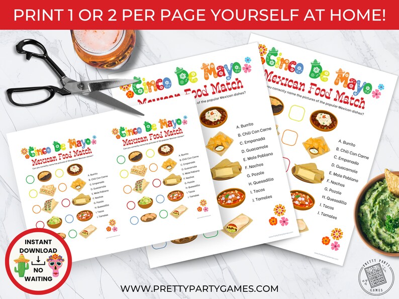Cinco De Mayo Mexican Food Match Game, Fun Games for Cinco De Mayo ...
