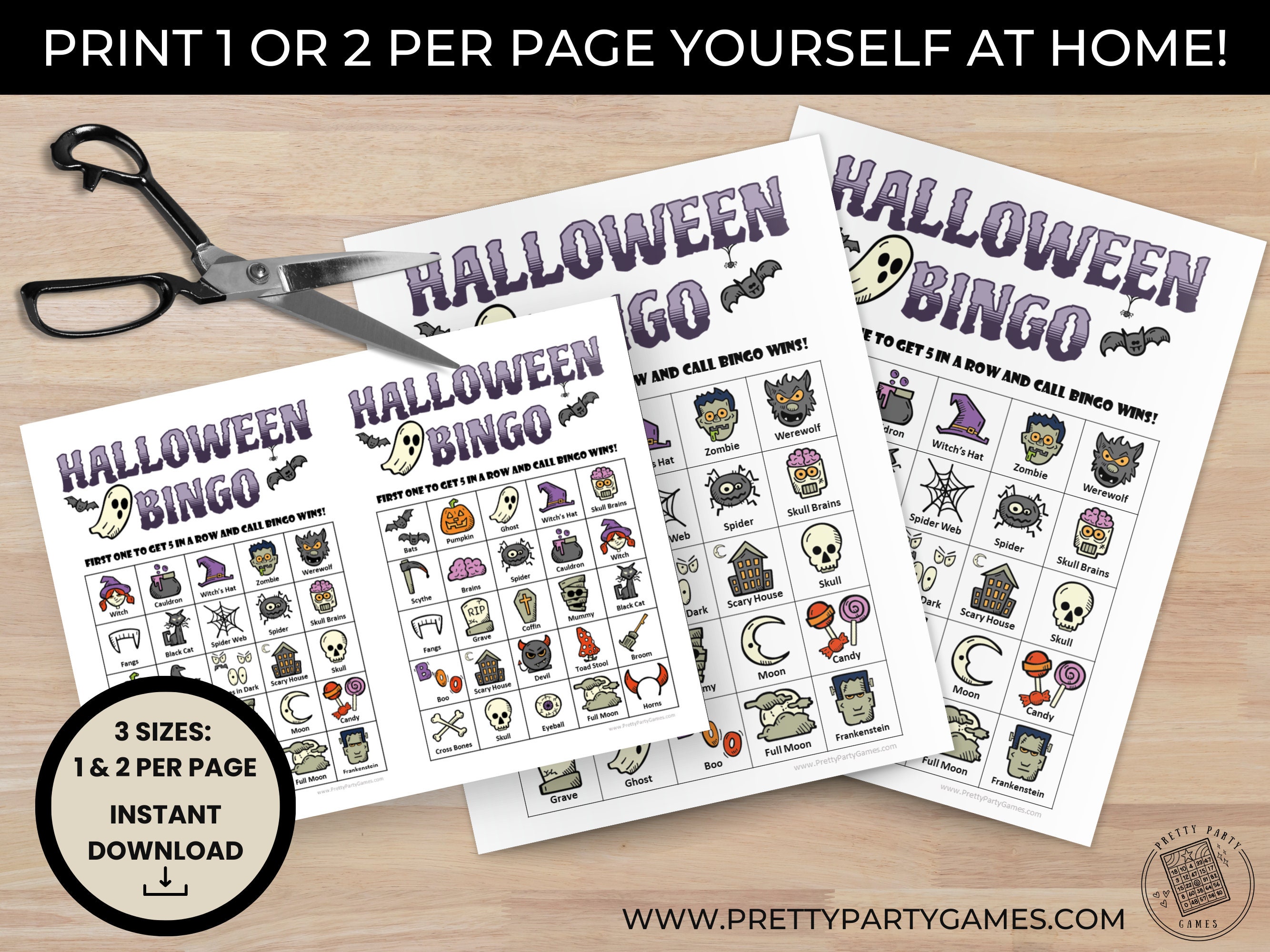 100 Halloween Picture Bingo Cards, PDF Bingo for Kids, Teens & Adults ...