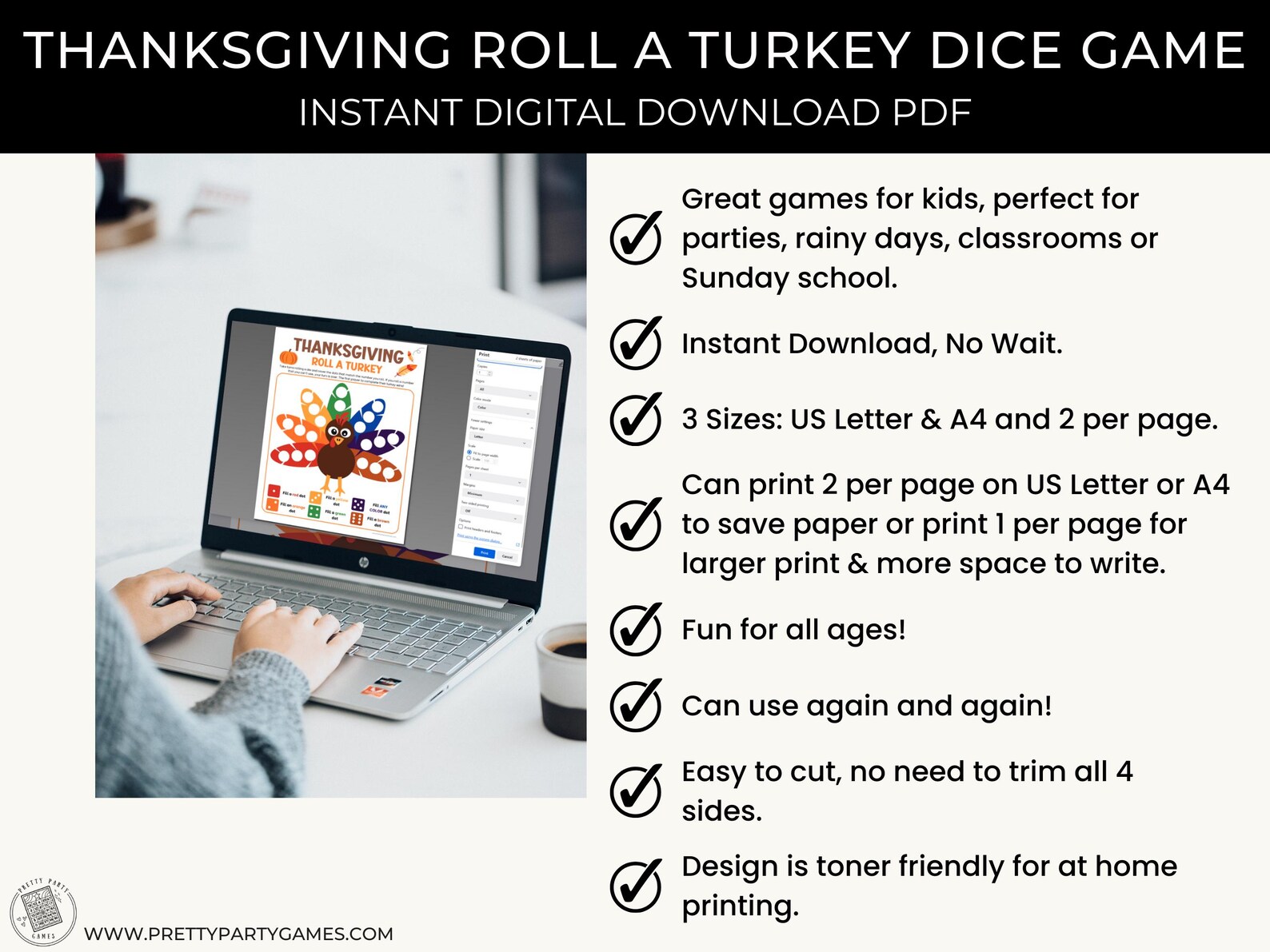 Thanksgiving Roll A Turkey Dice Game, Thanksgiving Candy Dice Games for ...