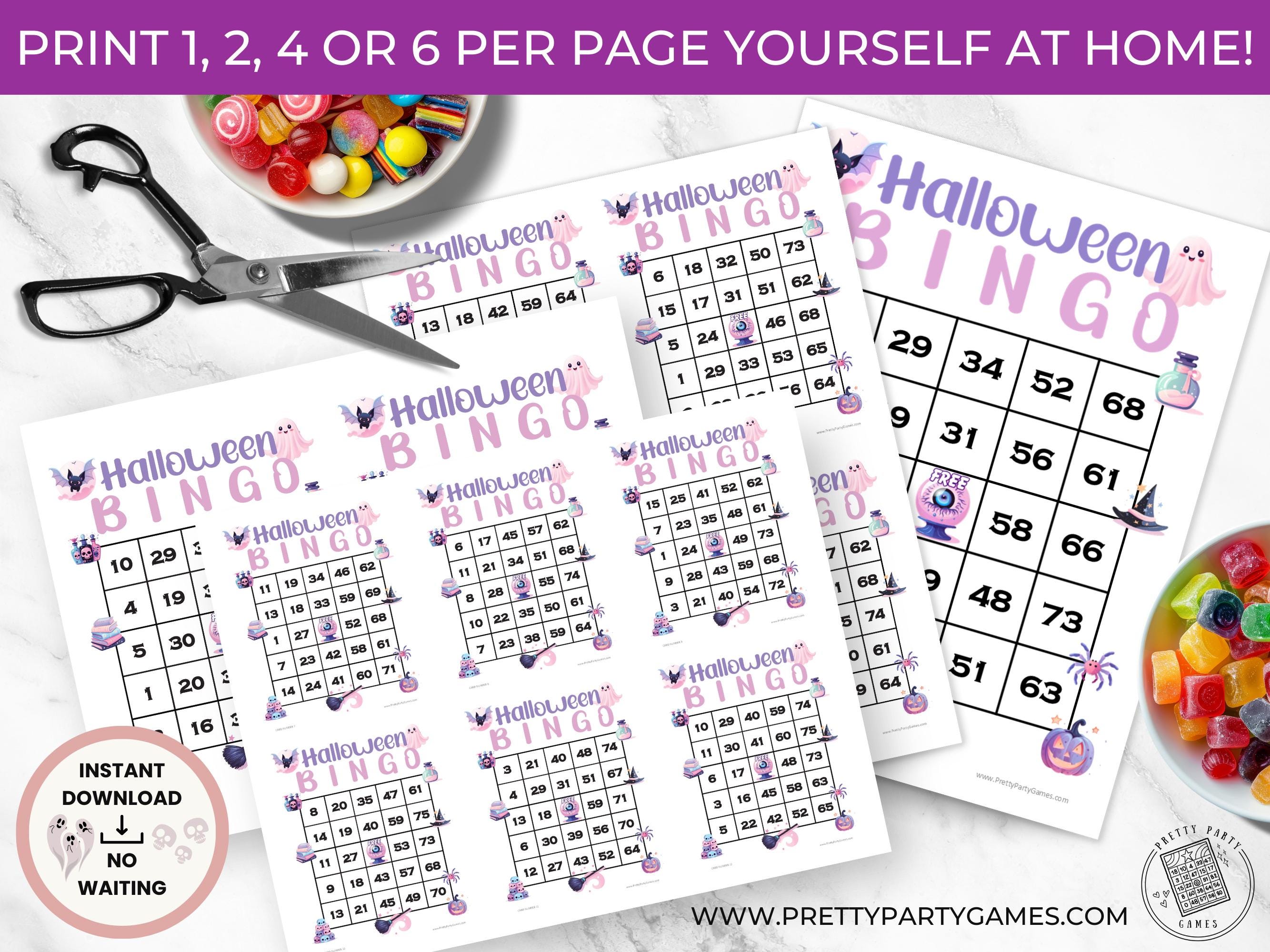 500 Witchy Pink Halloween Bingo Cards With Numbers, Printable Pinkoween ...
