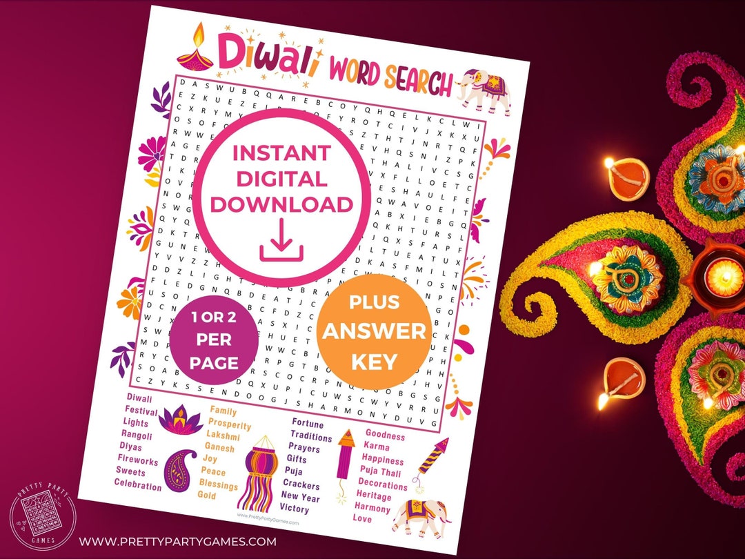 Diwali Word Search Puzzle, Printable Party Ideas for Kids & Adults ...