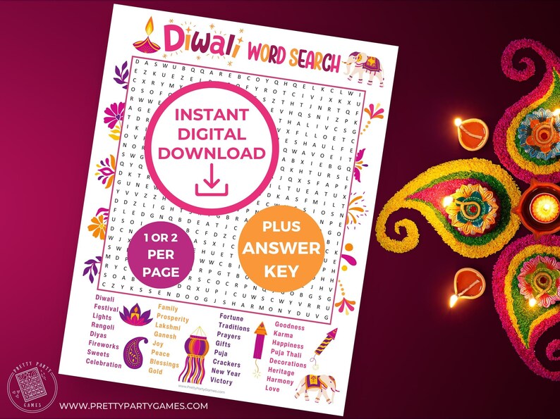 Diwali Word Search Puzzle, Printable Party Ideas for Kids & Adults ...