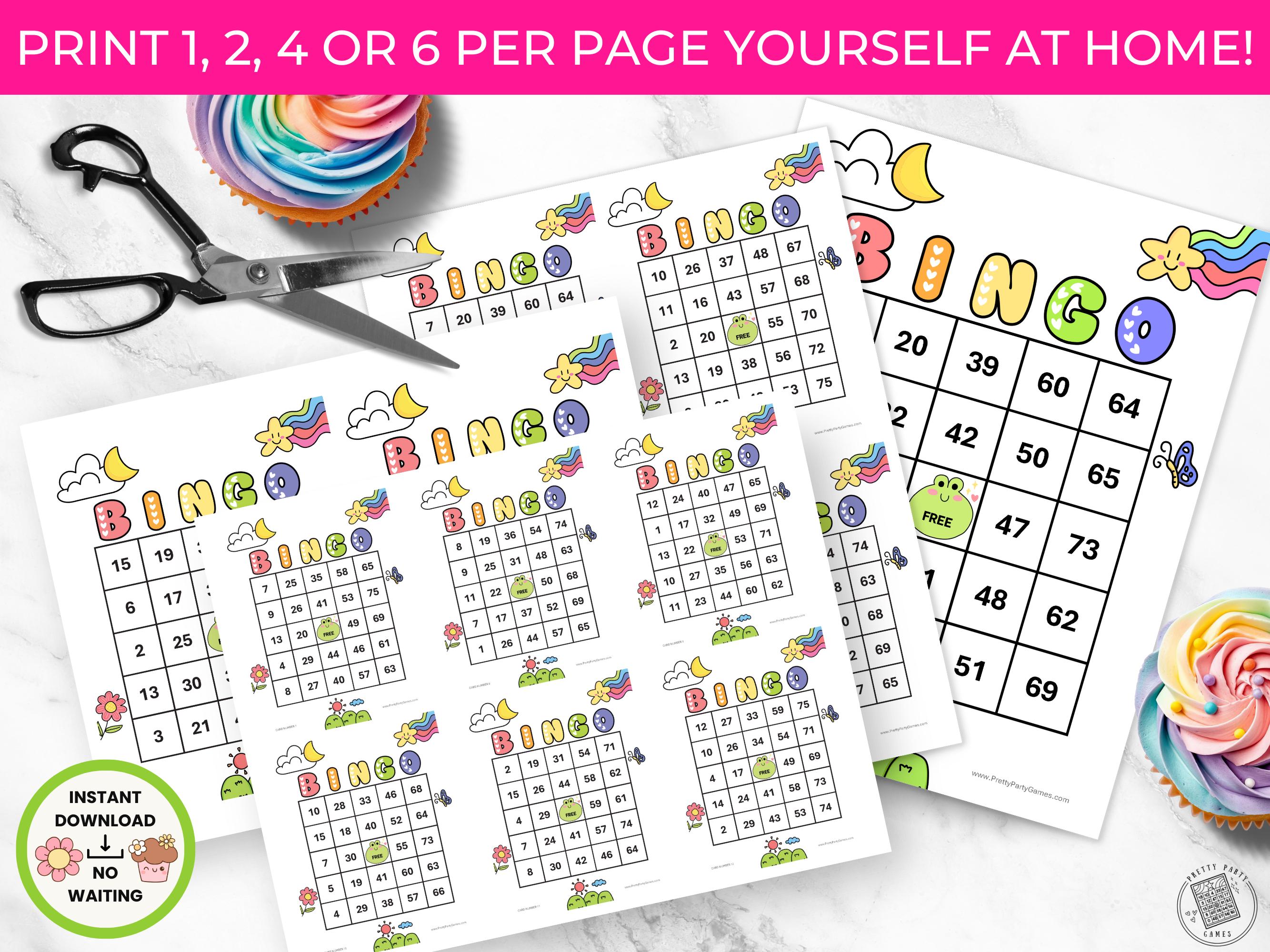 50 Colorful Bingo Cards for Social Events, Fun Bright Printable Bingo ...
