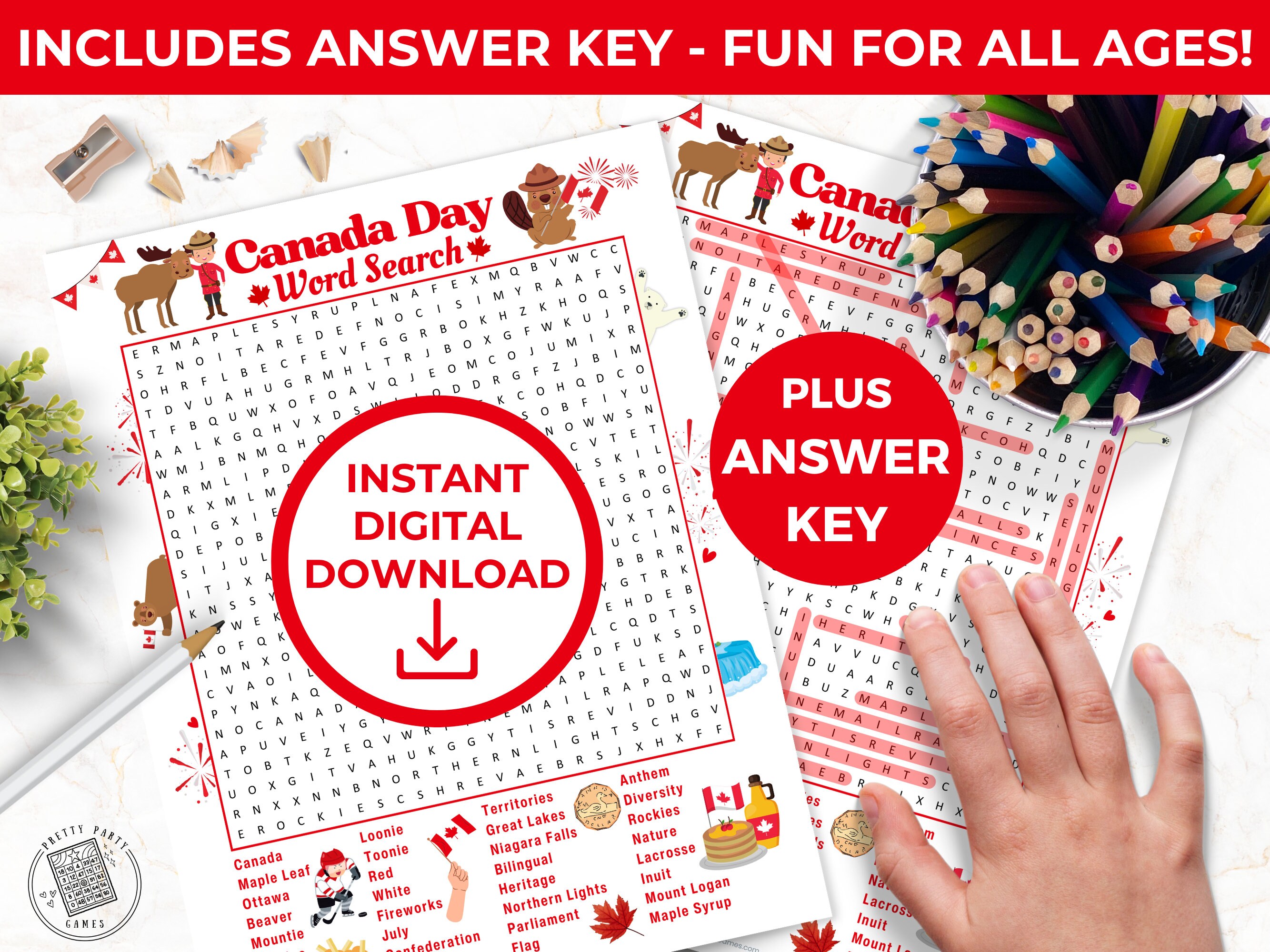 Canada Day Printable Word Search Puzzle and Solution, Canada Day Games ...
