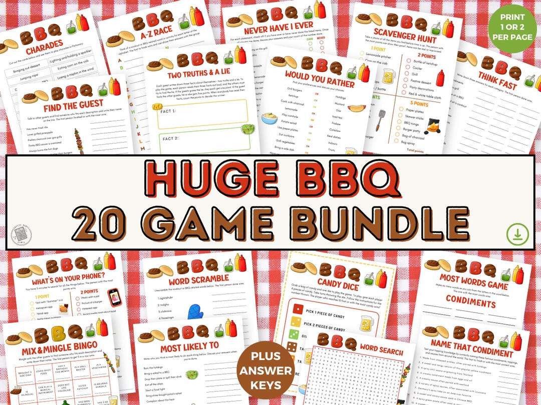 20 BBQ Party Games Bundle, Summer Backyard Cookout Games, Fun Pool ...