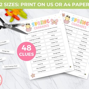 Spring Charades for Kids or Adults, 48 Springtime Charades Printable ...