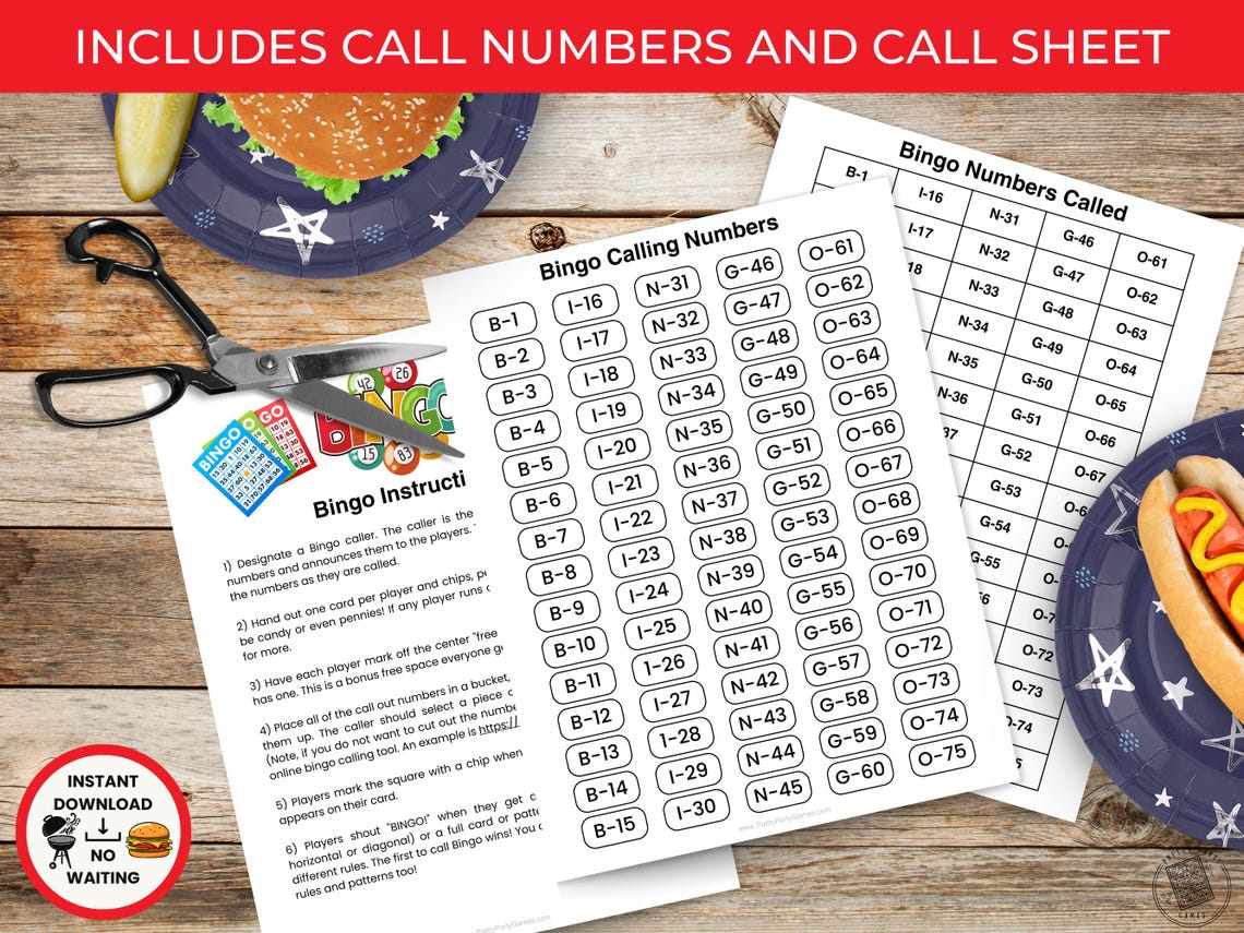 Backyard BBQ Bingo Game for Cookouts, 50 Printable Bingo Cards for ...