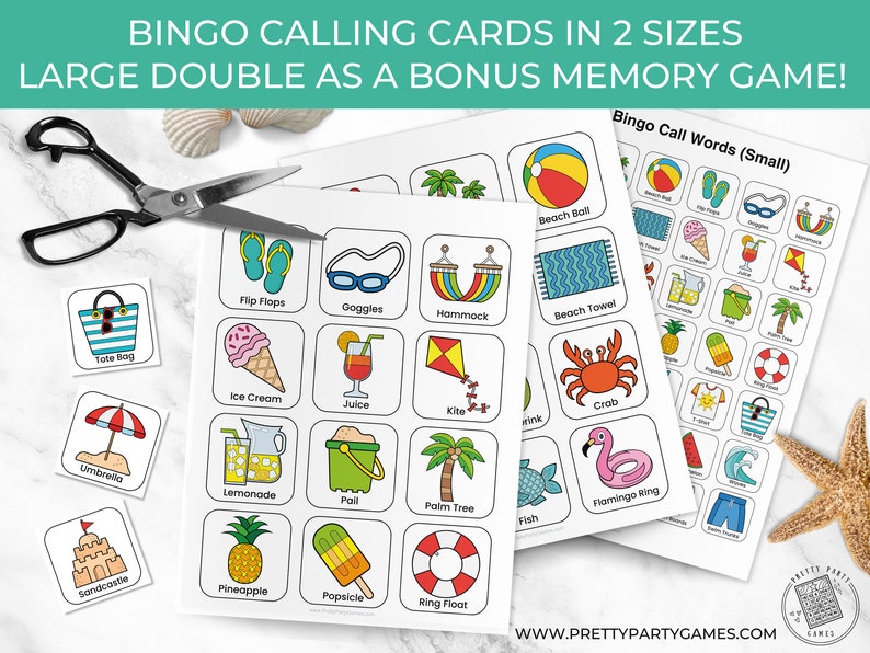 100 Summer Bingo Cards for Beach Parties, Pool Party Bingo Game ...
