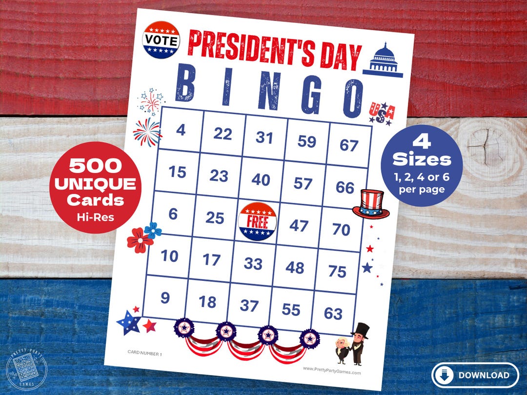 500 Presidents Day Bingo Cards With Numbers, Presidents Day Activities ...