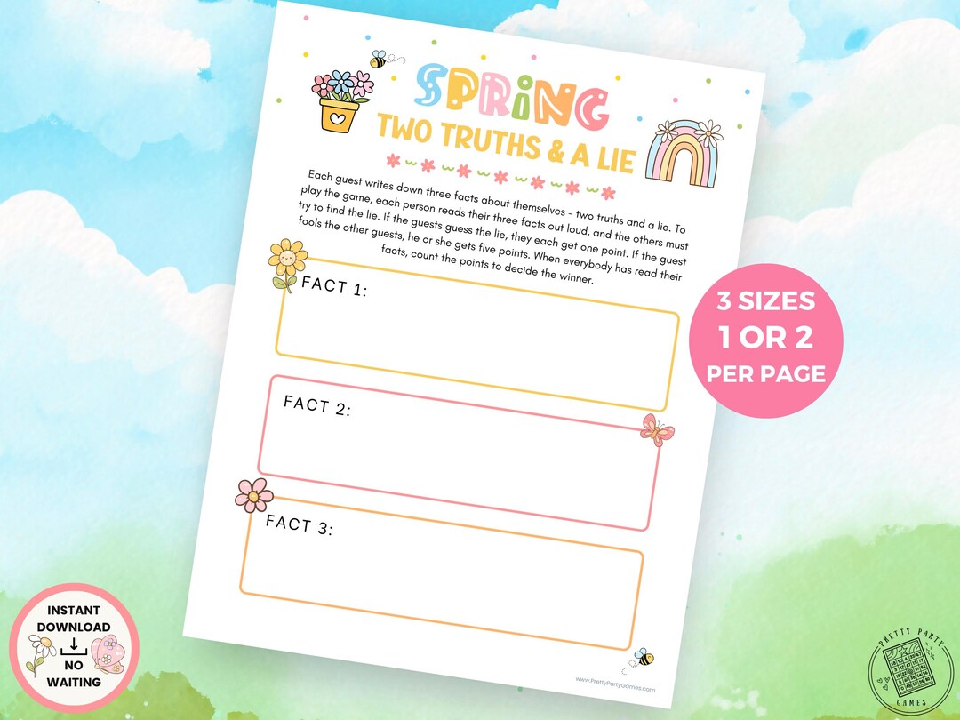 Spring Two Truths and A Lie Game, Springtime Icebreaker Games for Teens ...