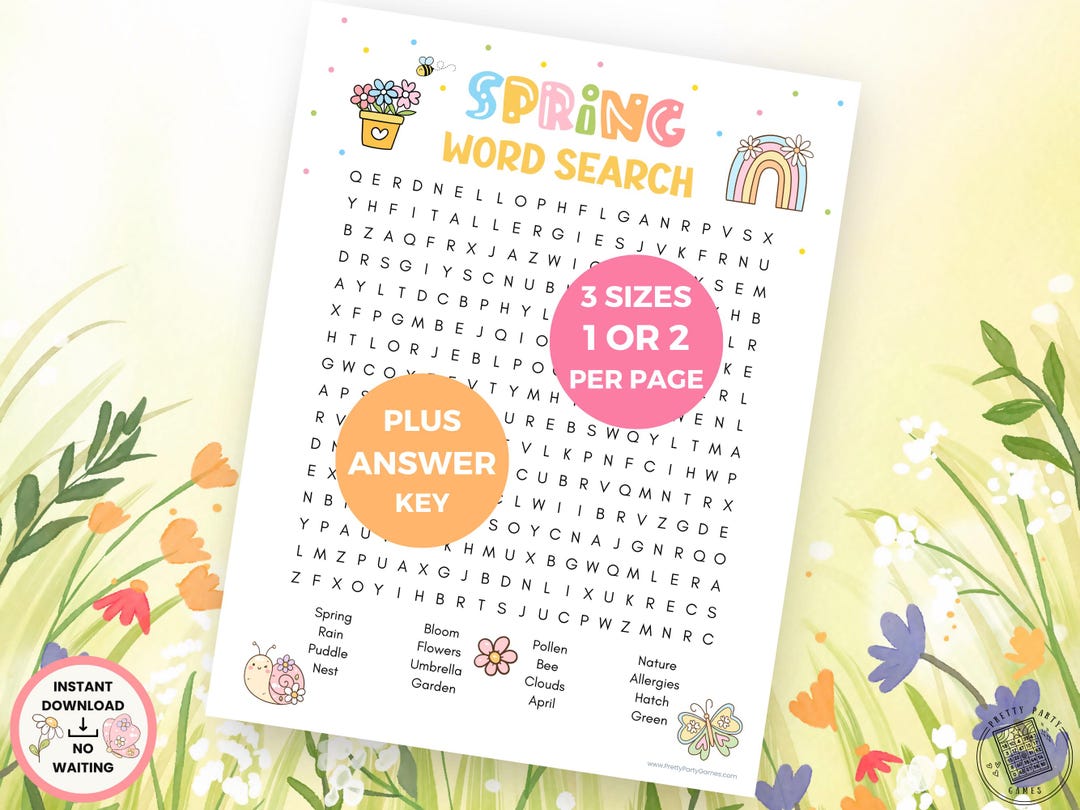 Spring Word Search Puzzle for Kids Adults, Fun Springtime Classroom ...