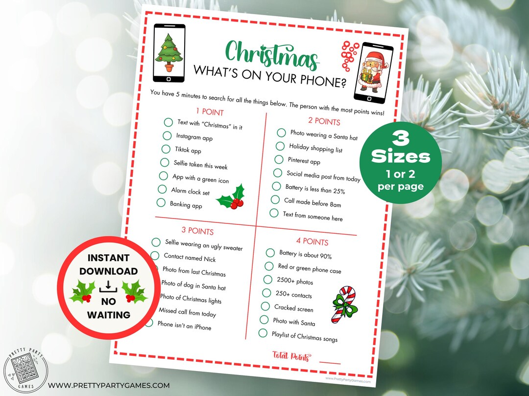 Christmas Whats on Your Phone Game, Holiday Office Party Games ...