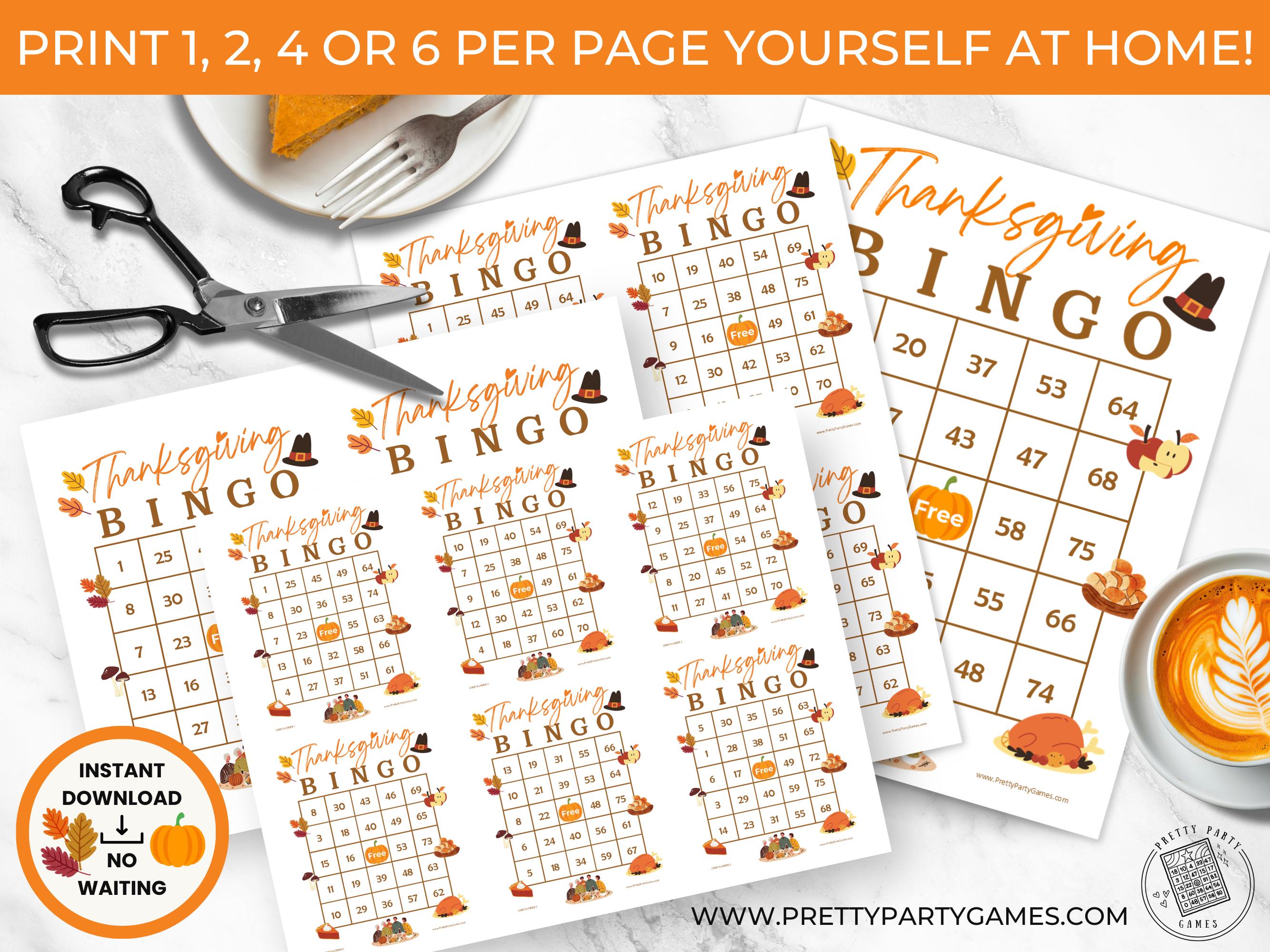 50 Thanksgiving Bingo Cards With Numbers, Printable Party Games, Autumn ...