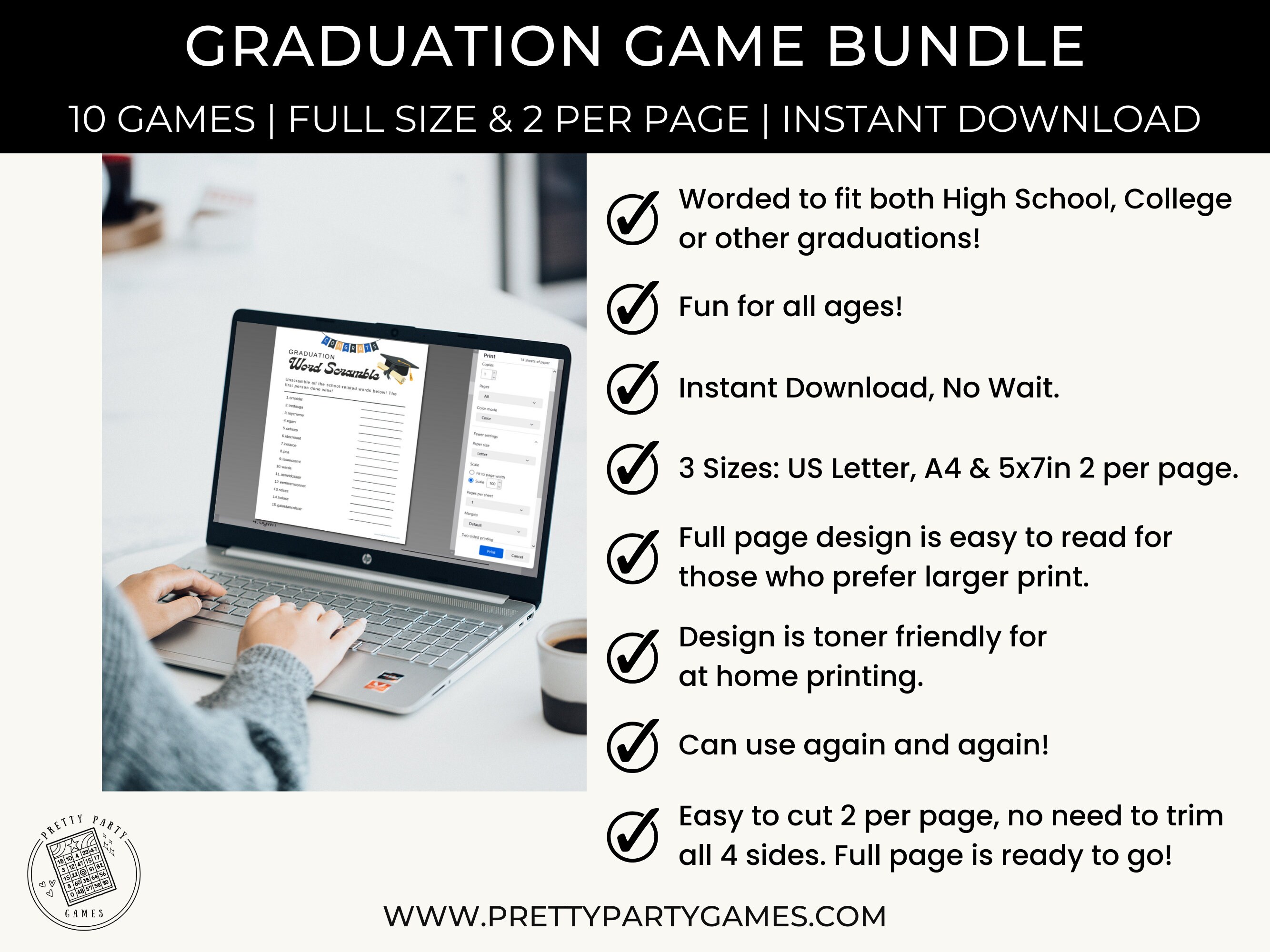 Graduation Game Bundle, 2024 Graduation Party Games, Printable ...