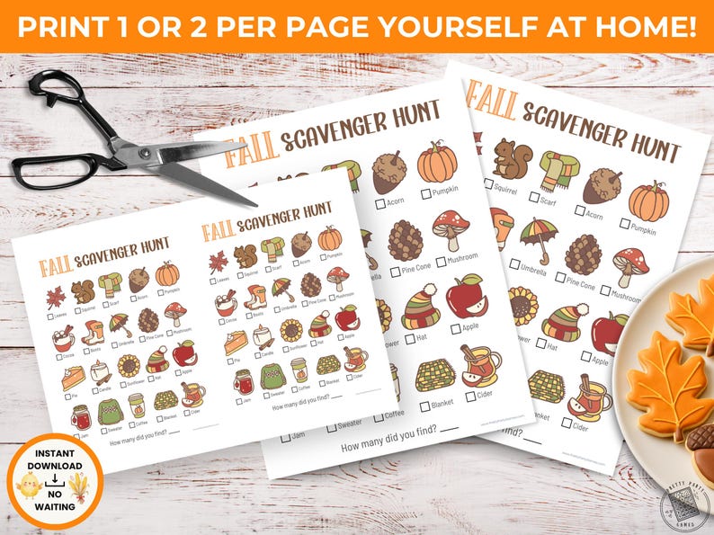 Fall Scavenger Hunt Printable, Colorful Autumn Pumpkin Patch Games for ...