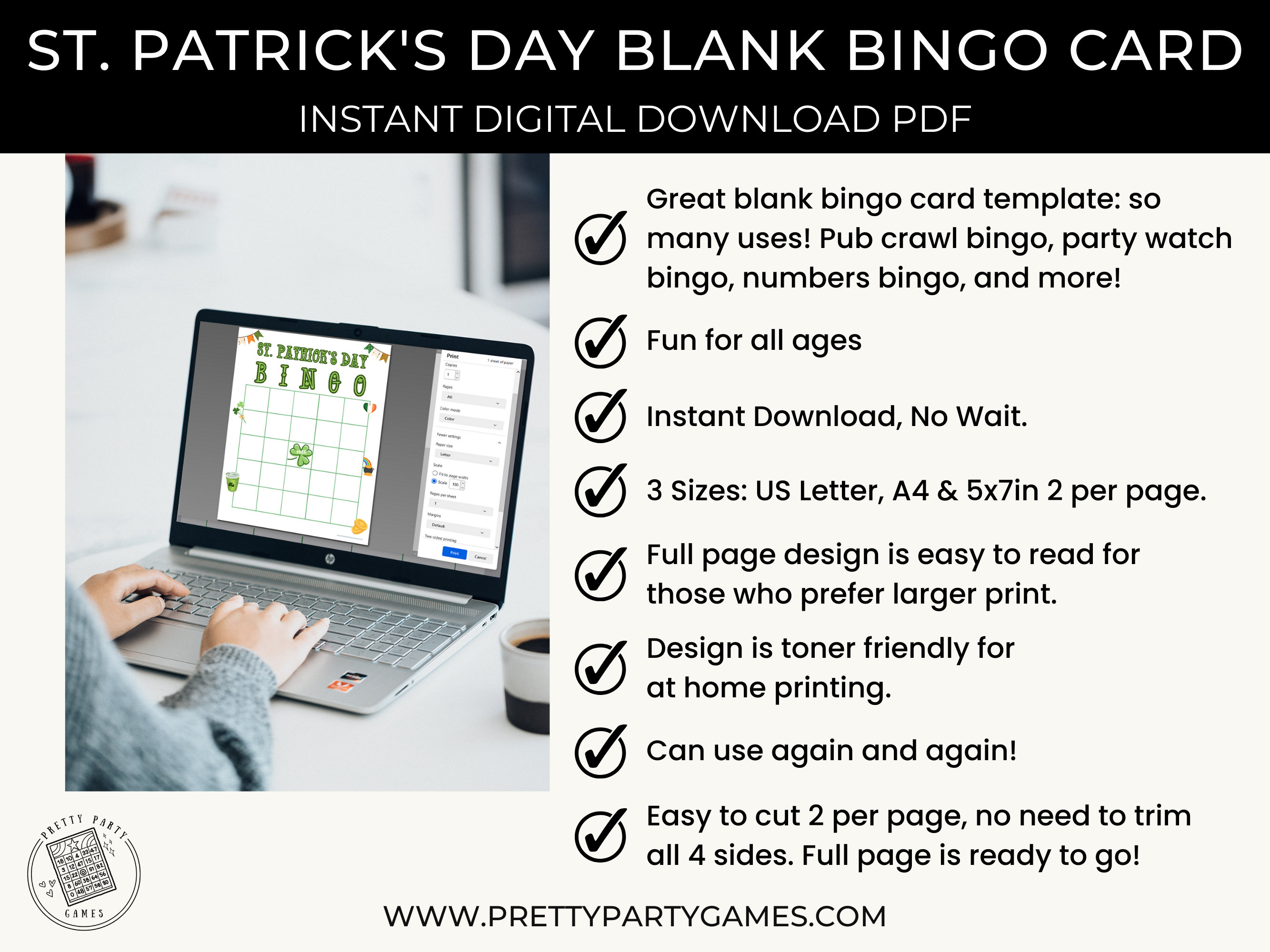 St. Patrick's Day Blank Bingo Card Printable, Perfect to Make Your Own ...