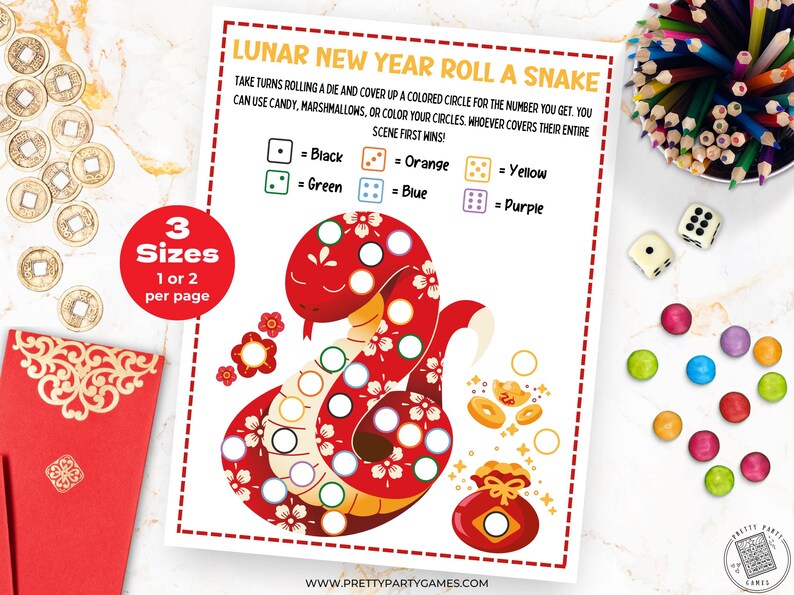 Chinese New Year Candy Dice Game Printable, Roll the Dice Party Game ...