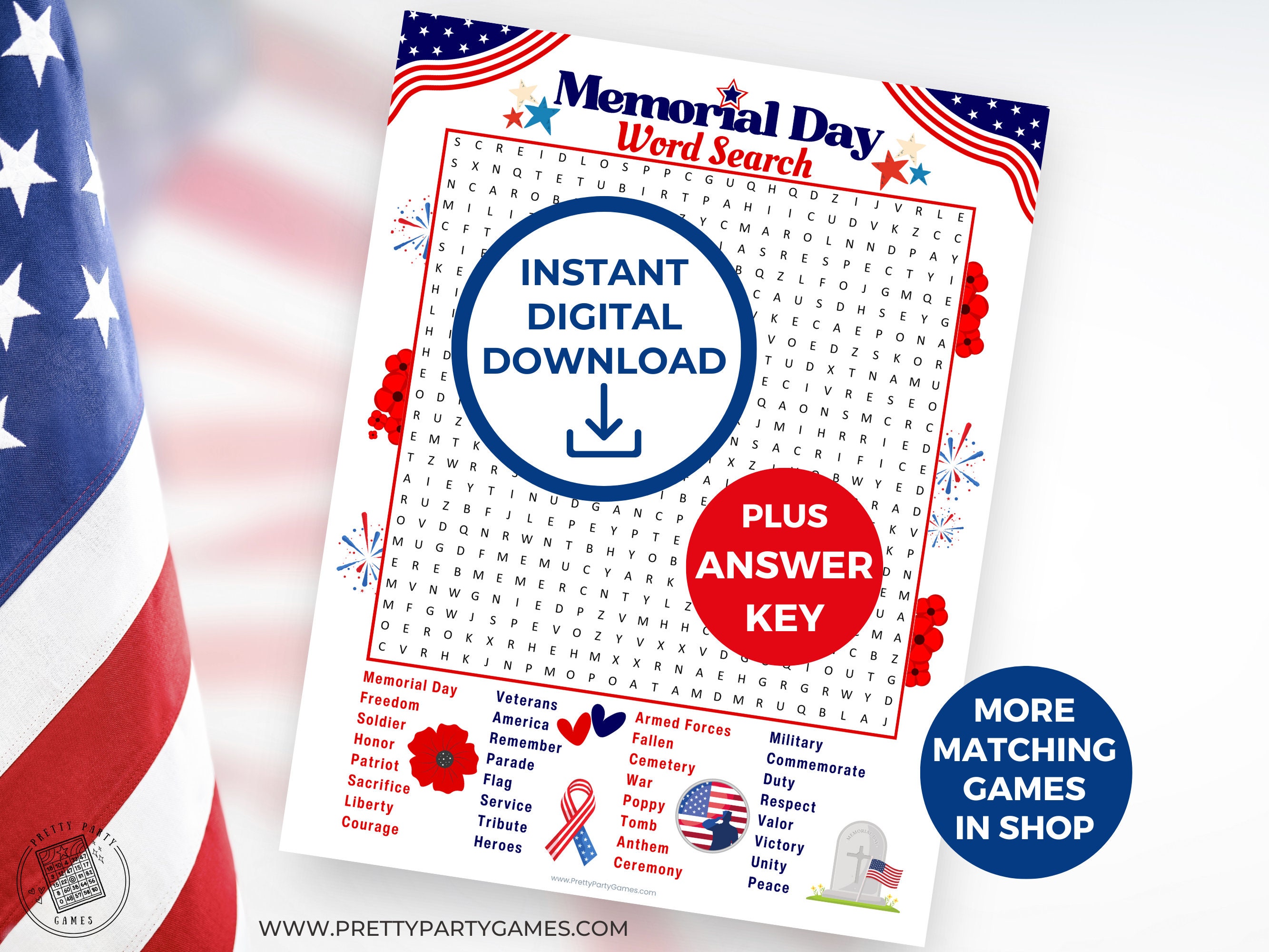 Memorial Day Word Search Puzzle and Solution, Family Games for Adults ...