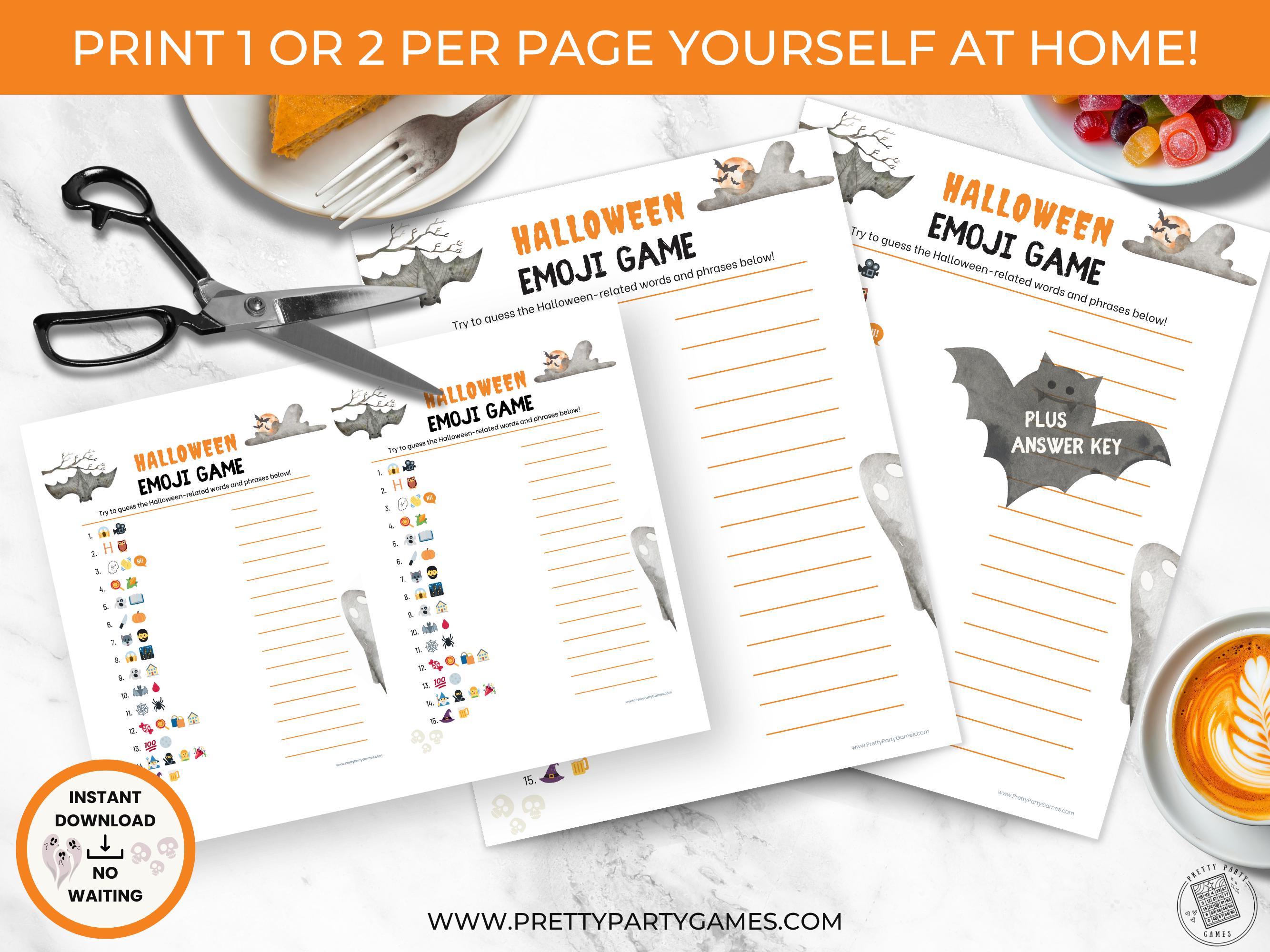 Halloween Emoji Game With Answer Key, Instant Digital Download, Fun ...