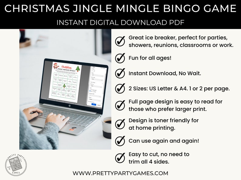 Printable Christmas Jingle Mingle Bingo Game, Fun Dinner Party ...