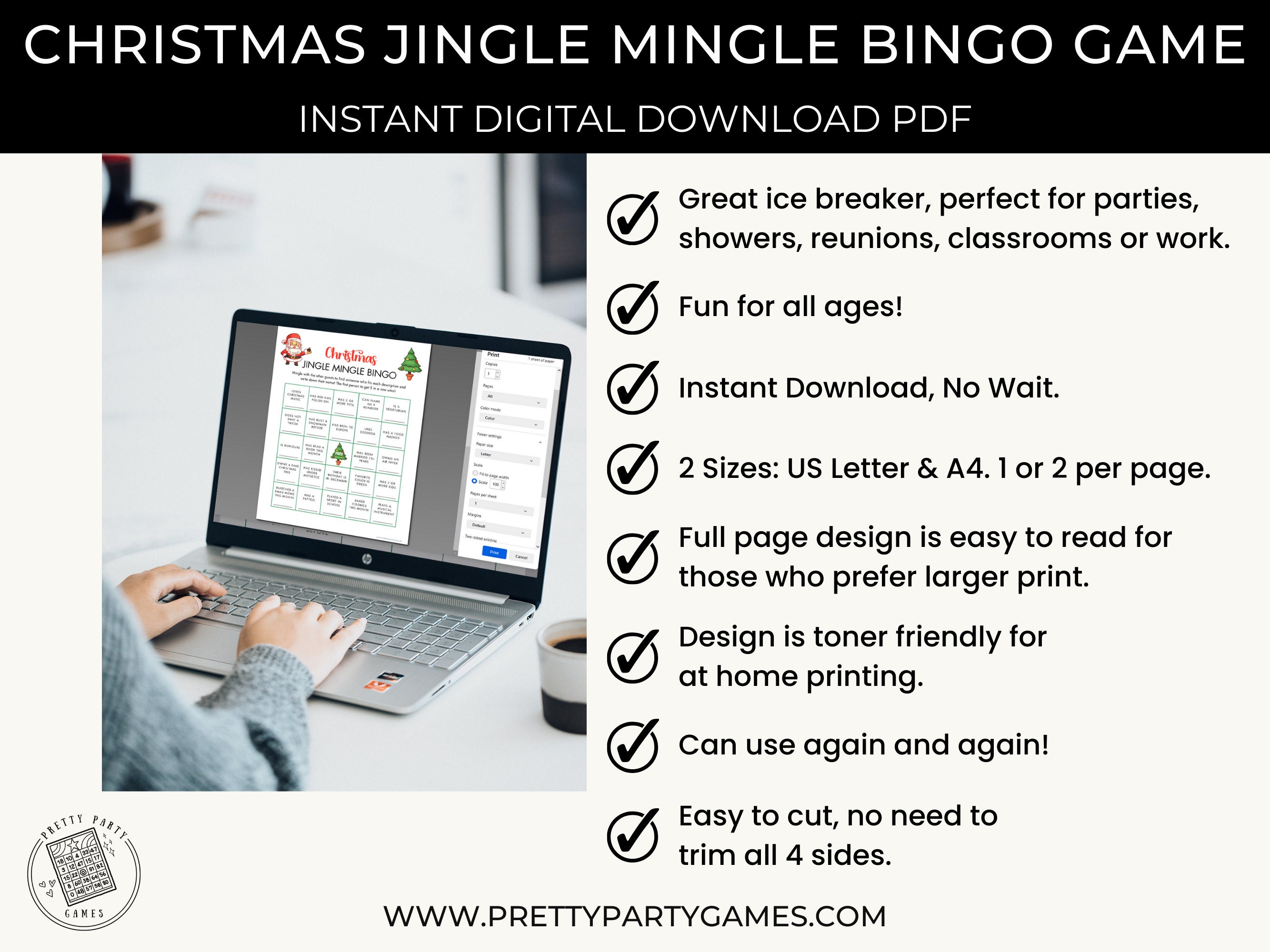 Printable Christmas Jingle Mingle Bingo Game, Fun Dinner Party ...