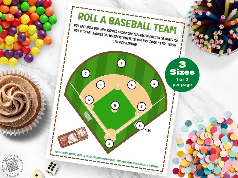 Roll A Baseball Team Game, Baseball Theme Roll A Dice Game, Printable ...