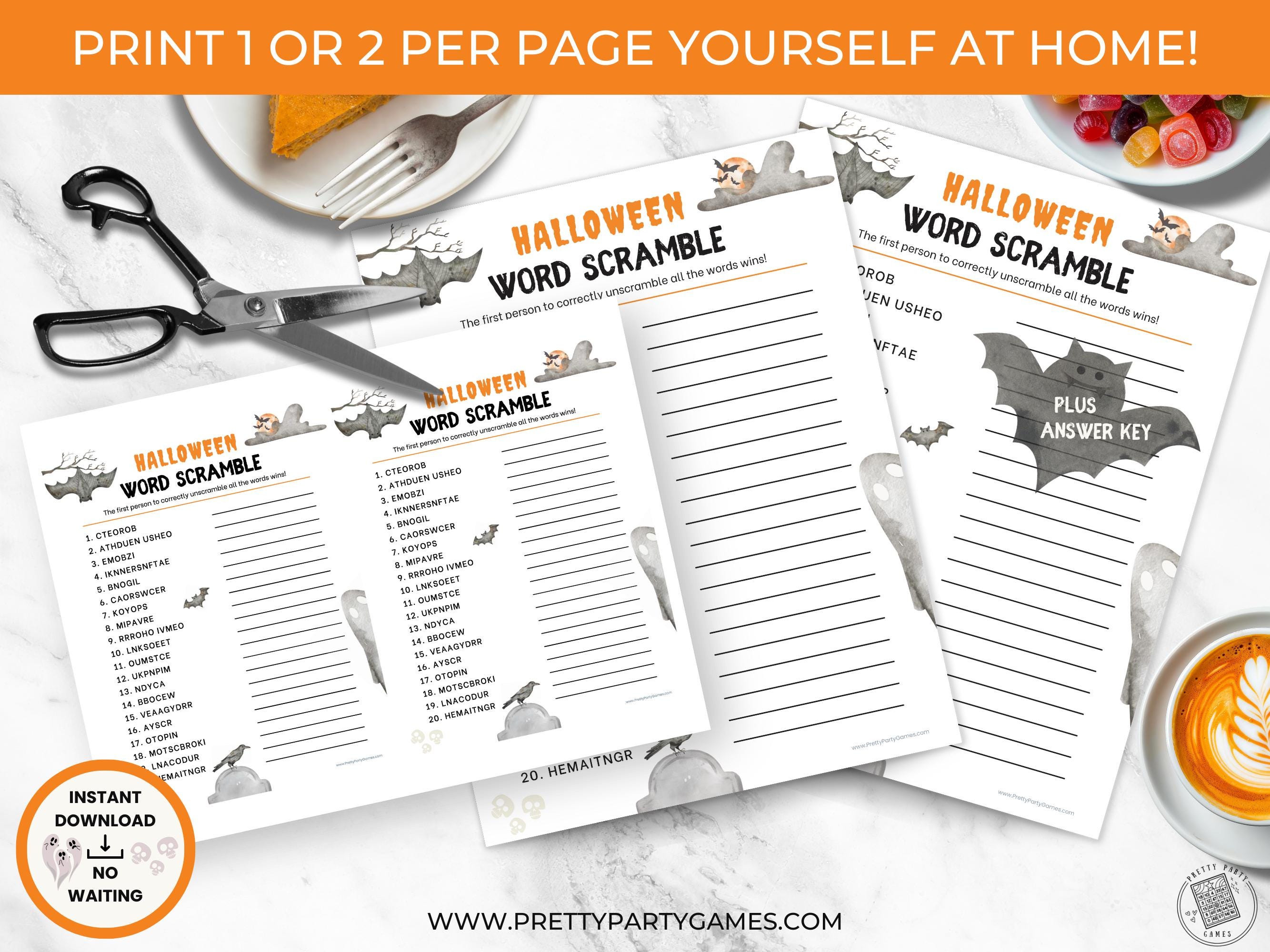 Halloween Word Scramble, Printable Halloween Party Games for Kids ...