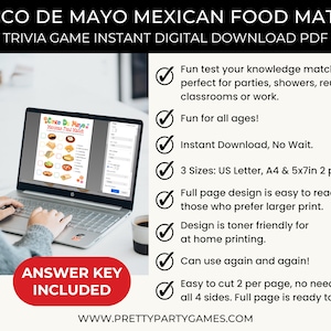 Cinco De Mayo Mexican Food Match Game, Fun Games for Cinco De Mayo ...