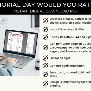 Memorial Day Would You Rather Game, Printable Party Game for Groups ...